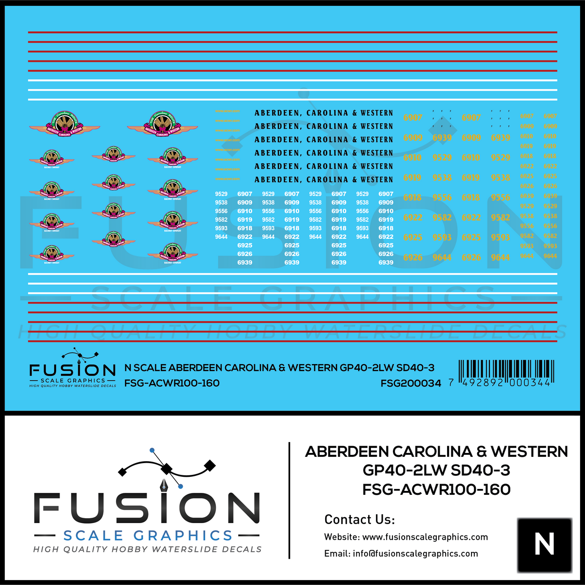 N Scale Aberdeen Carolina & Western GP40-2LW & SD40-3 Locomotive Decal – Fusion Scale Graphics