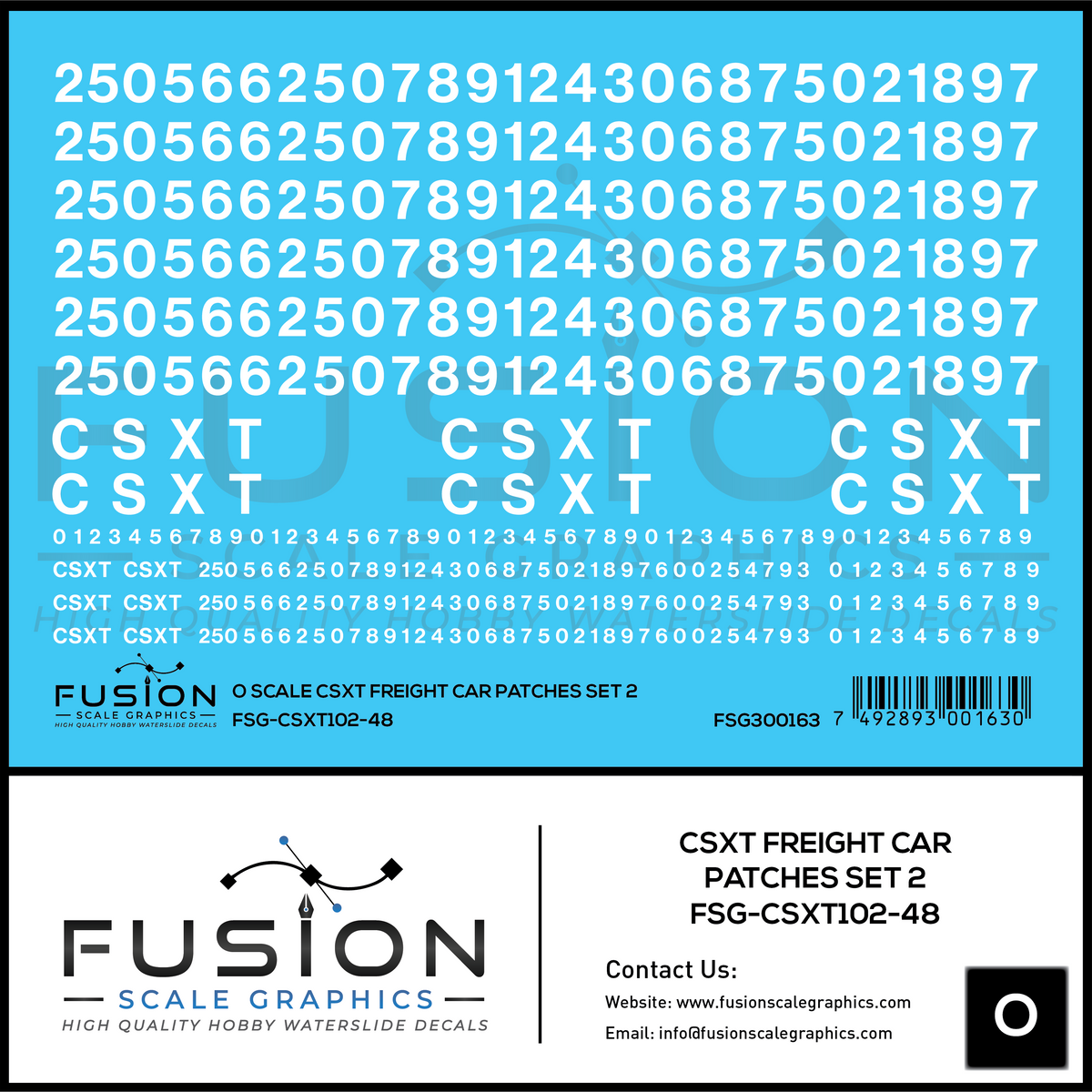 O Scale CSXT Freight Car Patches Set 2 White – Fusion Scale Graphics