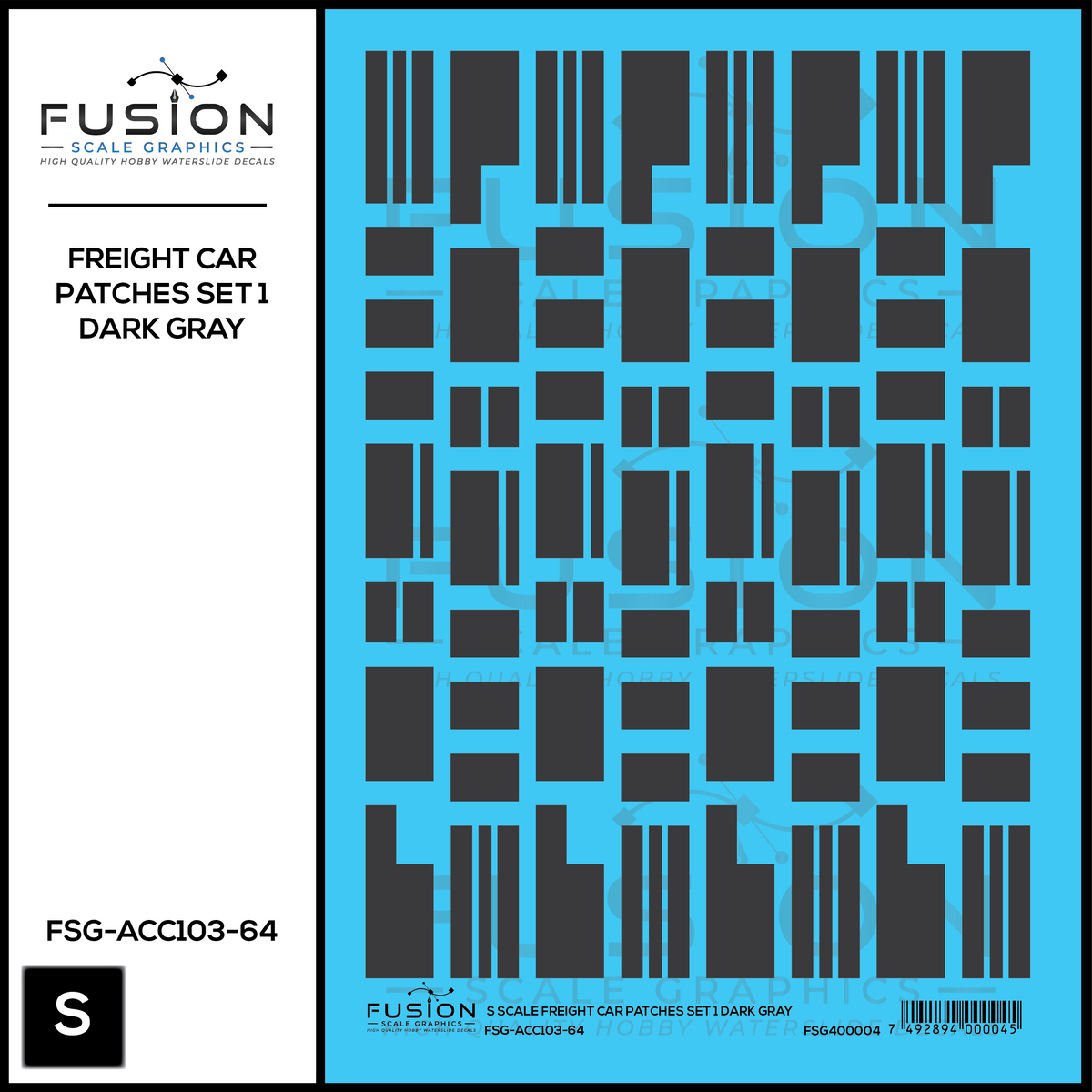 S Scale Freight Car Patches Set 1 Dark Gray Decal Set – Fusion Scale ...