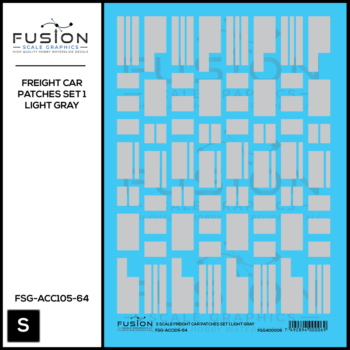 S Scale Freight Car Patches Set 1 Light Gray Decal Set – Fusion Scale ...