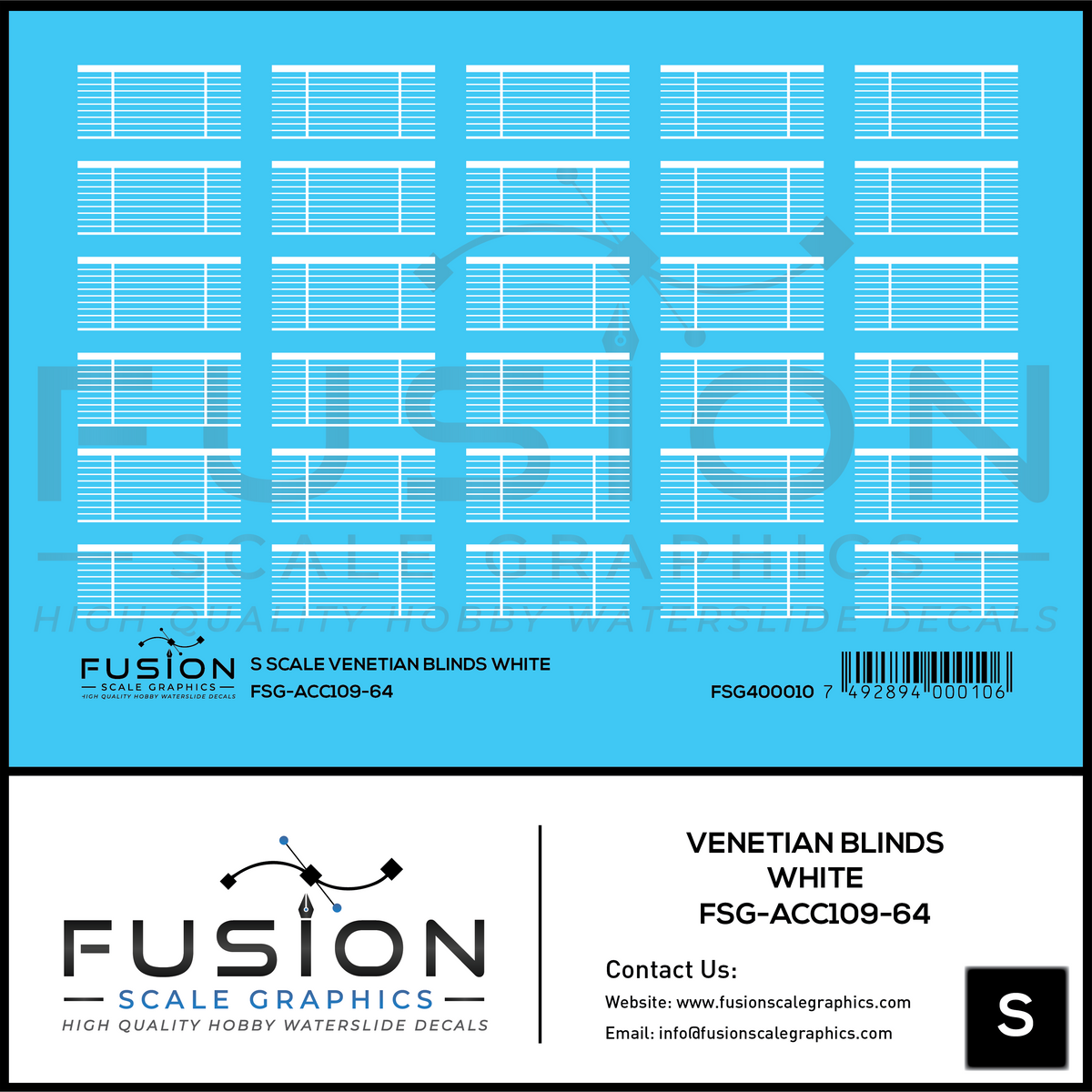 S Scale White Venetian Blinds For Passenger Cars Decal Set – Fusion ...