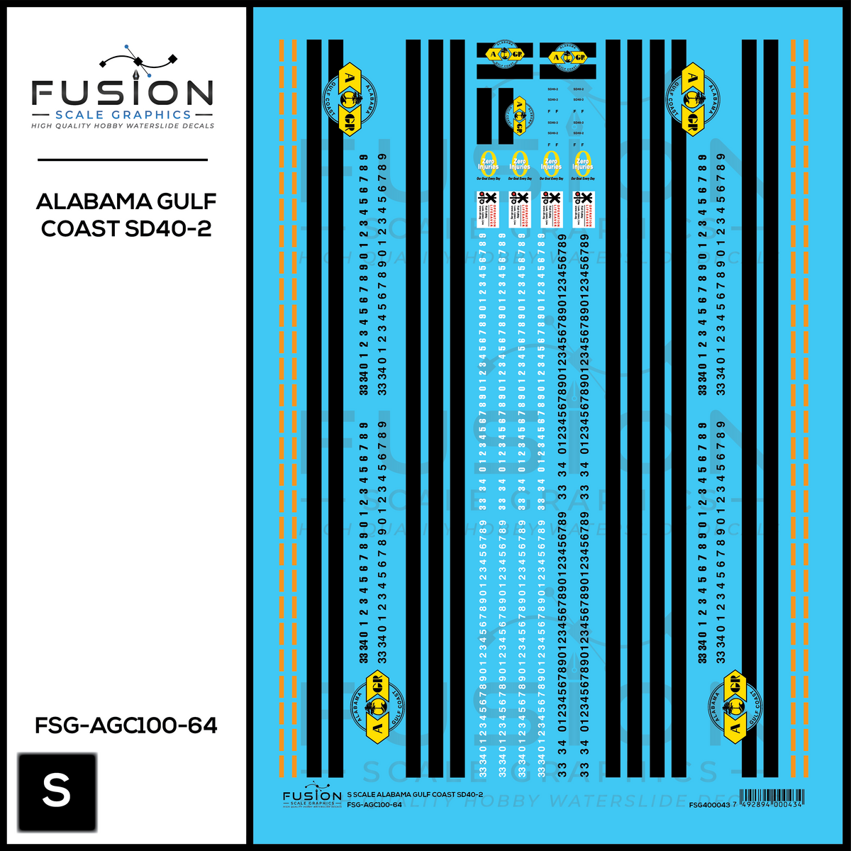 S Scale Alabama Gulf Coast EMD SD40-2 Locomotive Decal Set – Fusion ...