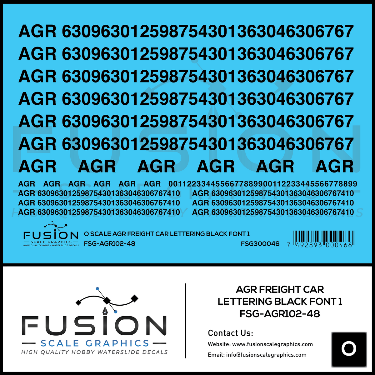 O Scale AGR Freight Car Lettering Black Font 1 Decal Set – Fusion Scale ...