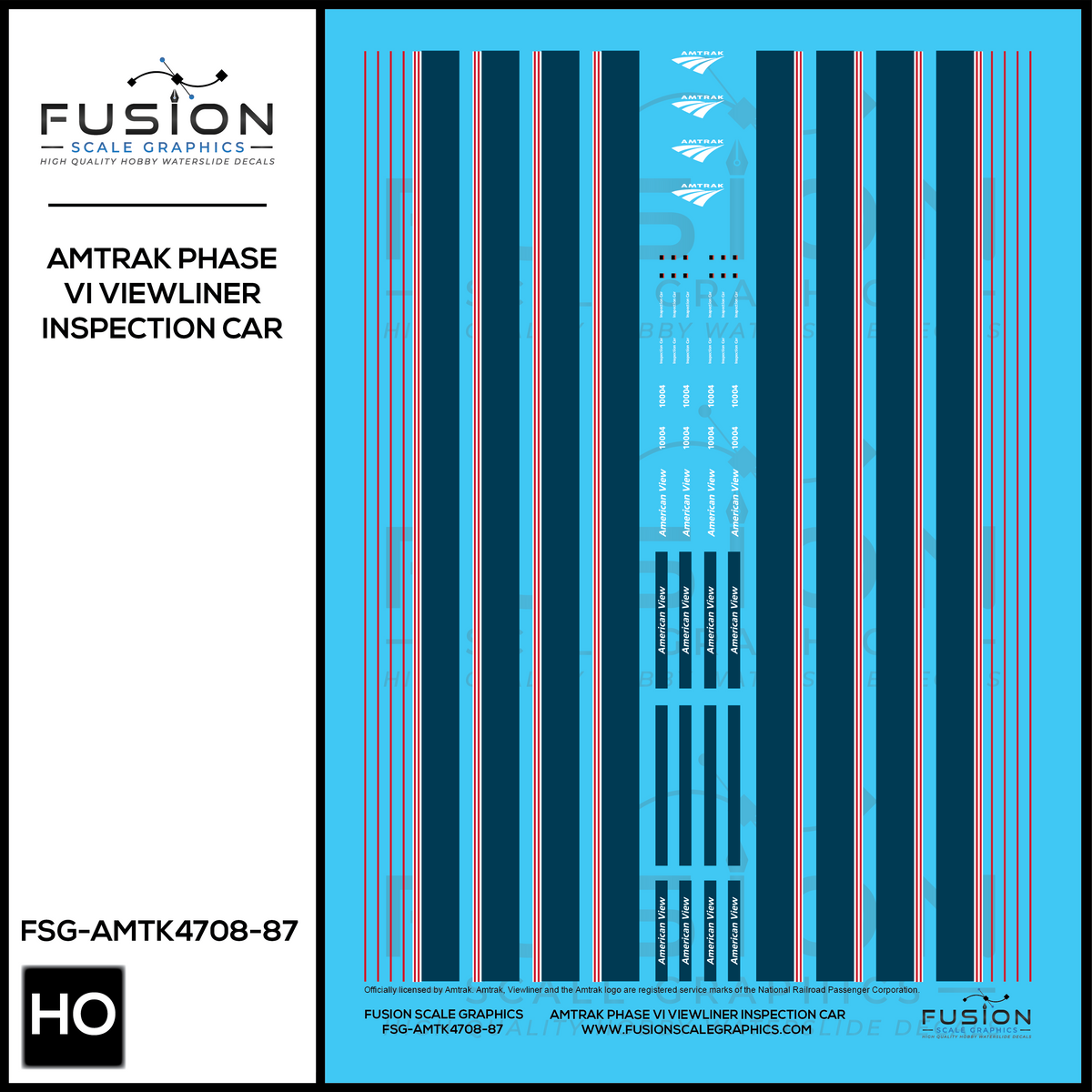 HO Scale Amtrak Phase VI Viewliner Inspection Car Decal Set – Fusion ...