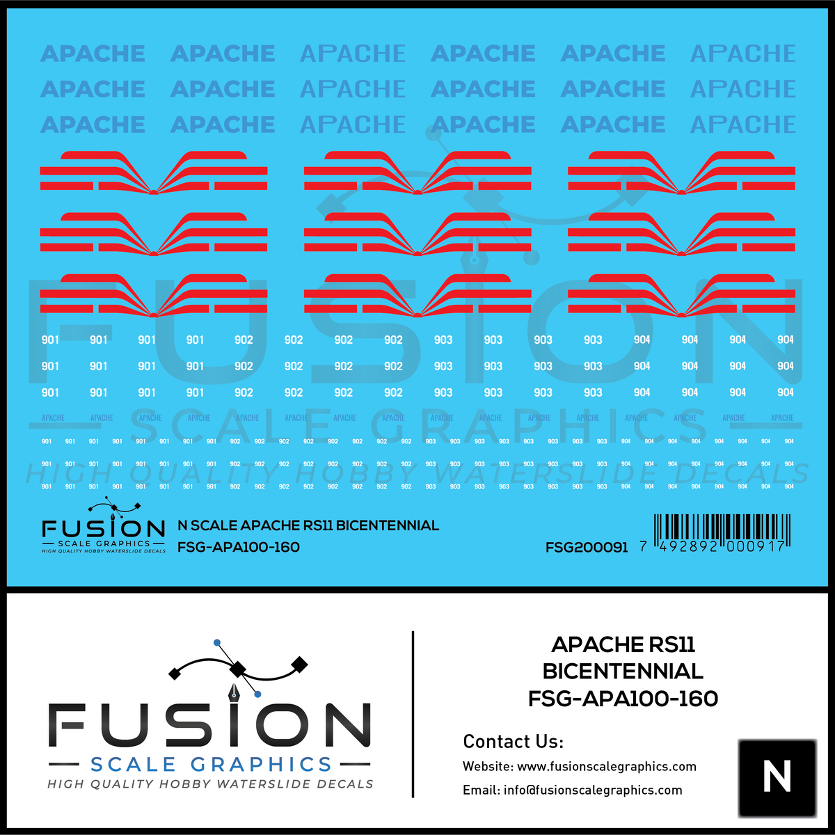 N Scale Apache Bicentennial RS11 Locomotive Decal Set – Fusion Scale ...