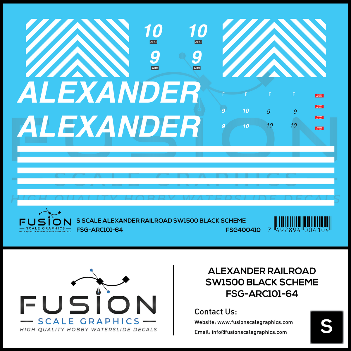 S Scale Alexander Railroad SW1500 Black Scheme Locomotive Decal Set ...