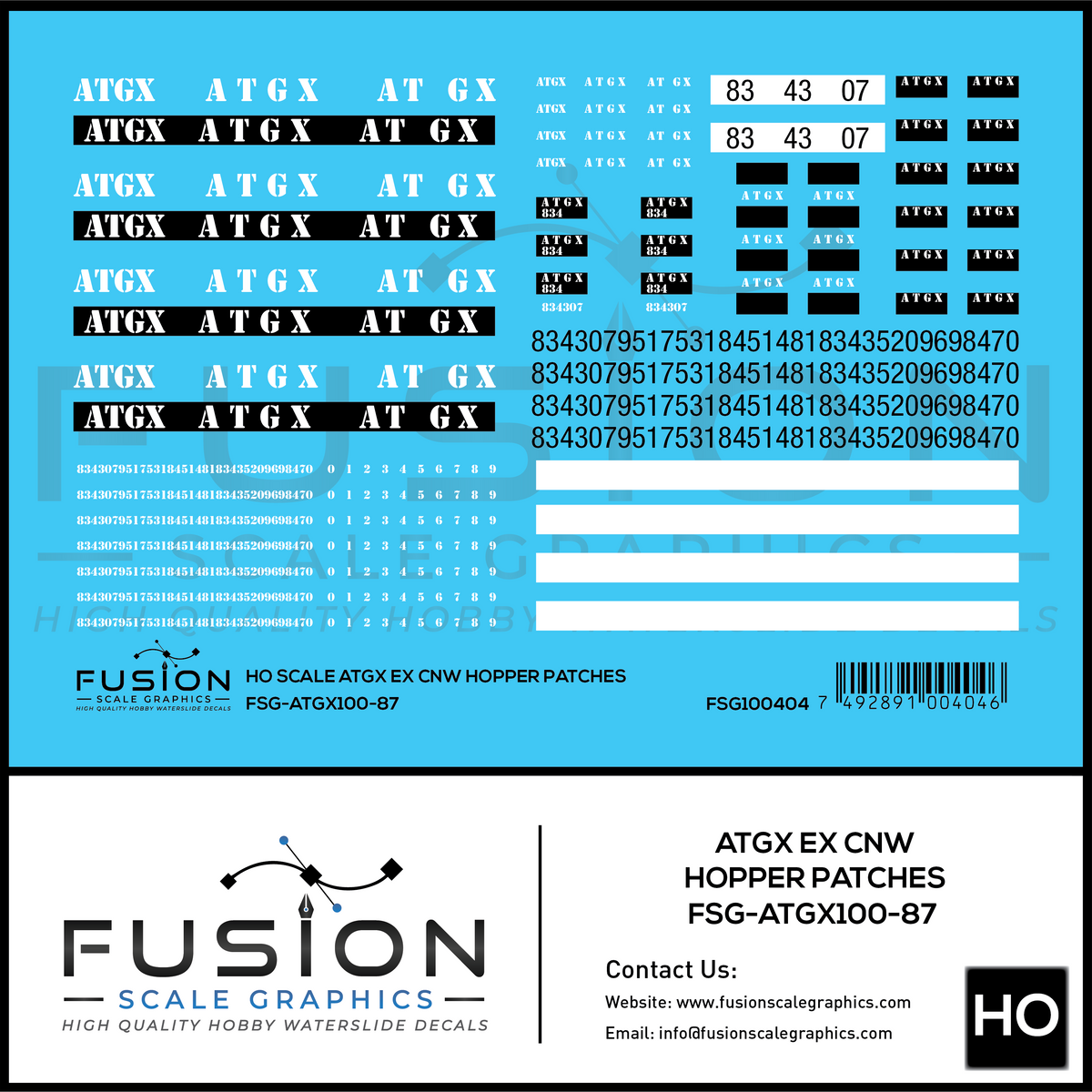 HO Scale ATGX Ex CNW Green Hopper Patching Decal Set – Fusion Scale ...