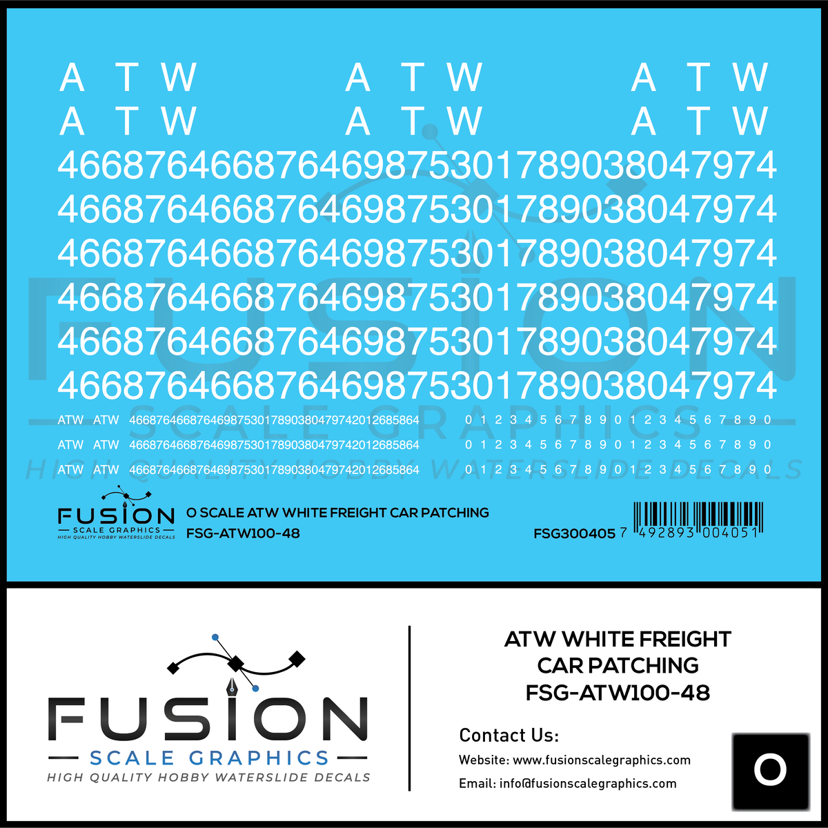 O Scale ATW White Freight Car Patching Decal Set – Fusion Scale Graphics