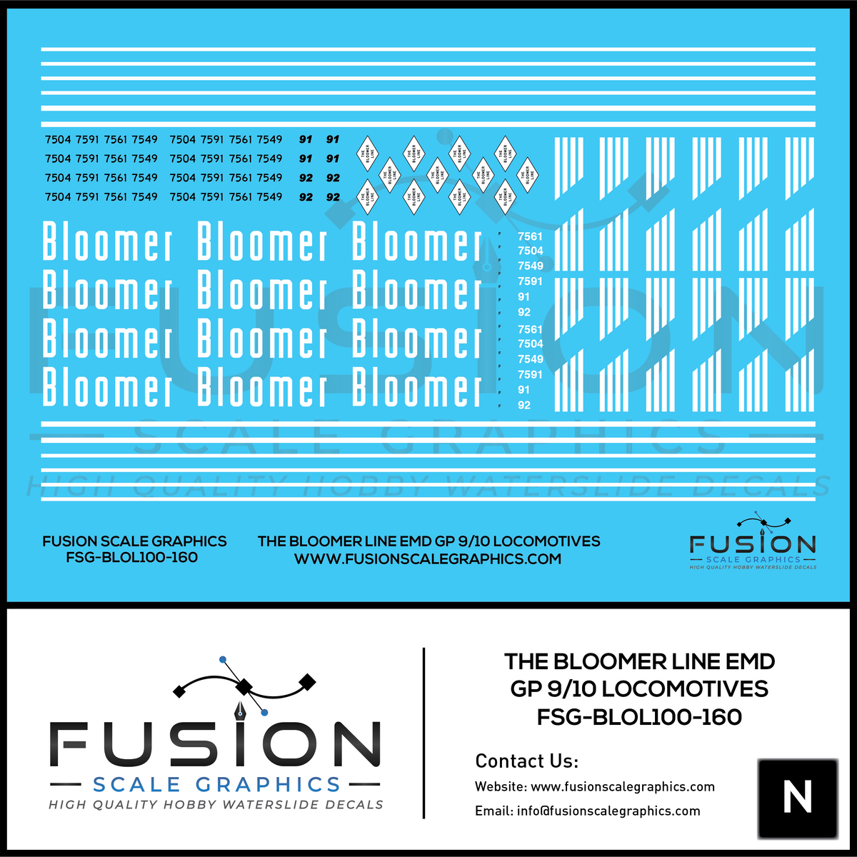 N Scale Bloomer Line EMD GP9 GP10 Locomotives Decal Set – Fusion Scale ...