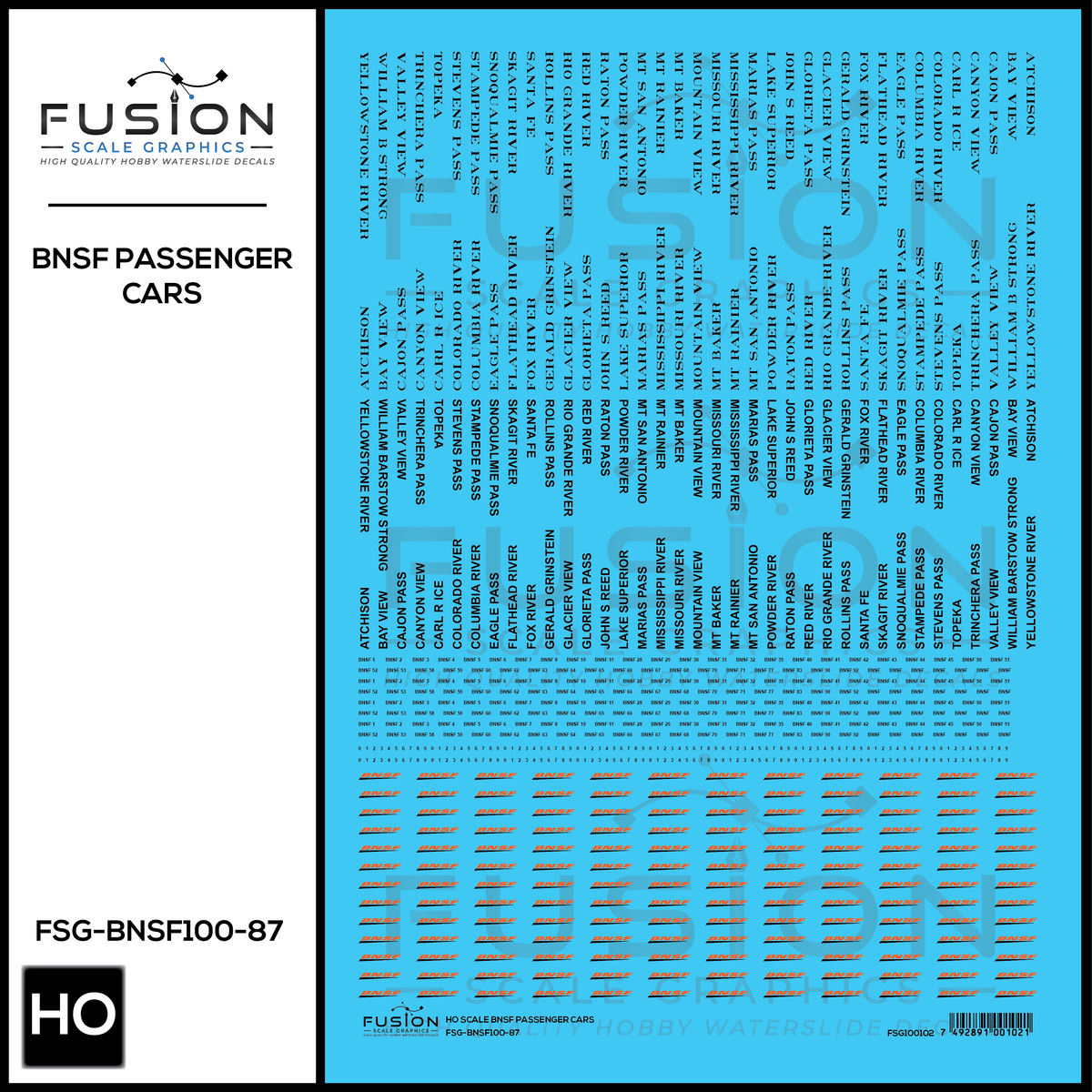 HO Scale BNSF Railway Passenger Car Decal Set – Fusion Scale Graphics