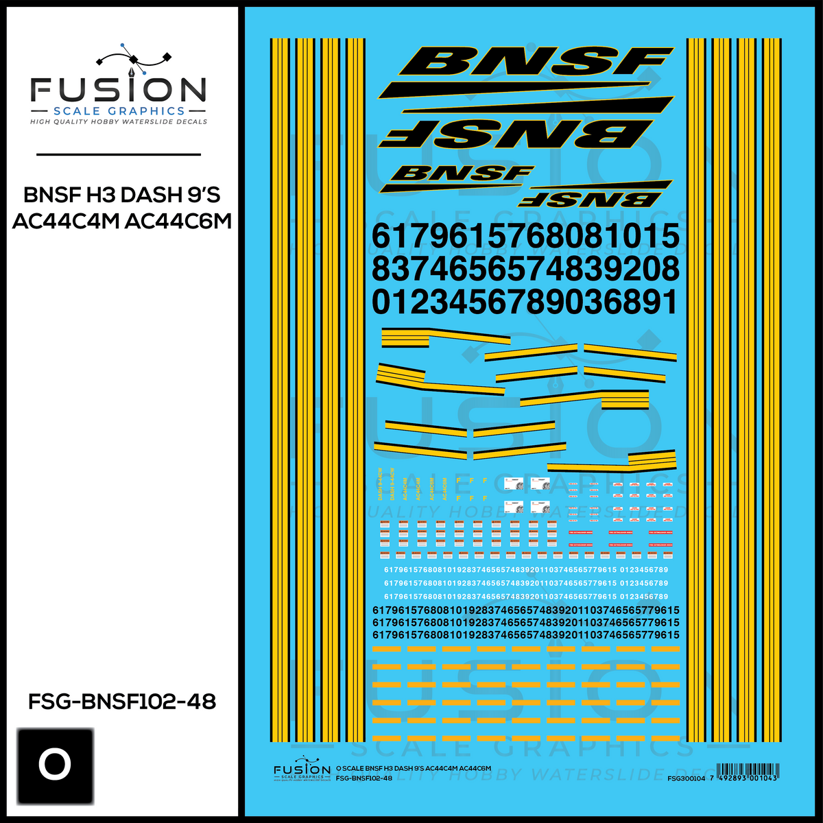 O Scale BNSF Railway H3 GE Dash 9, AC44C4M, AC44C6M Locomotives Decal ...