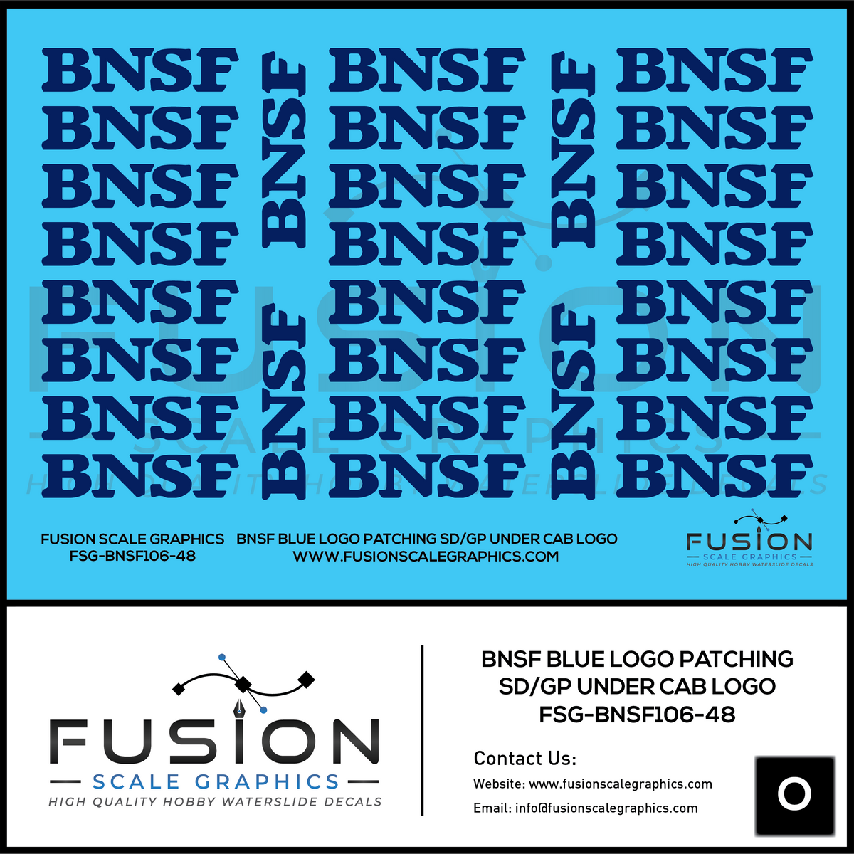 O Scale BNSF Blue Logo Locomotive Patching Decal Set – Fusion Scale ...