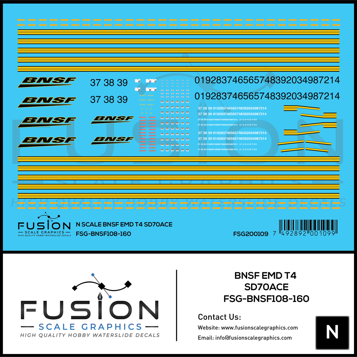 N Scale BNSF EMD Tier 4 SD70ACE Locomotive Decal Set – Fusion Scale ...