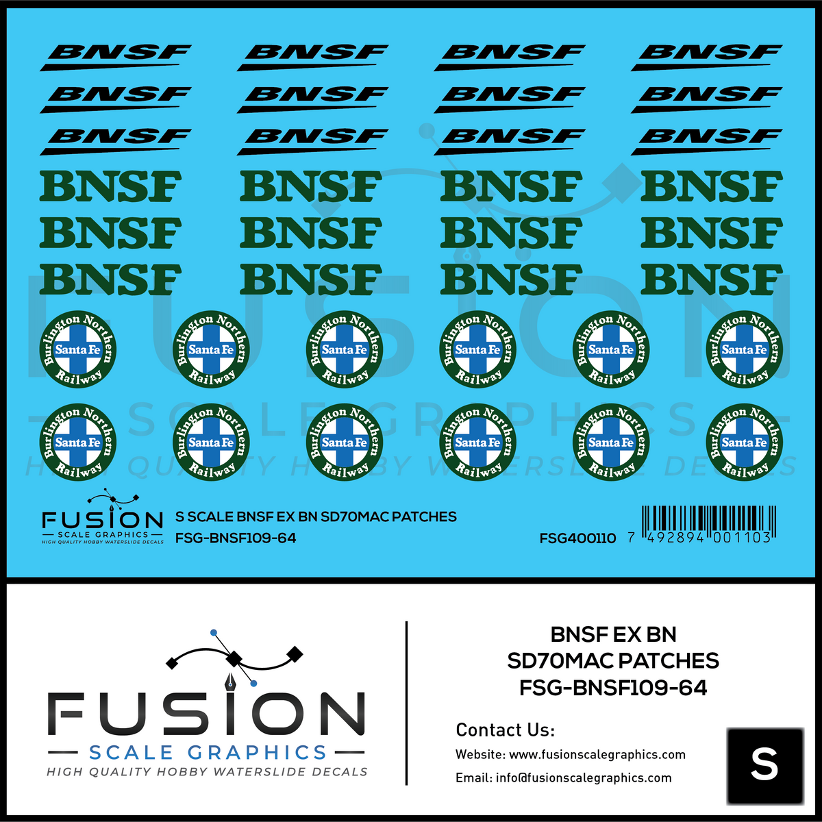 S Scale BNSF Railway Ex BN SD70MAC Locomotive Logo Patches Decal Set ...