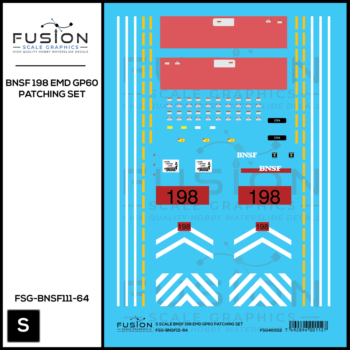 S Scale BNSF Railway EMD GP60 198 Locomotive Patching Decal Set ...