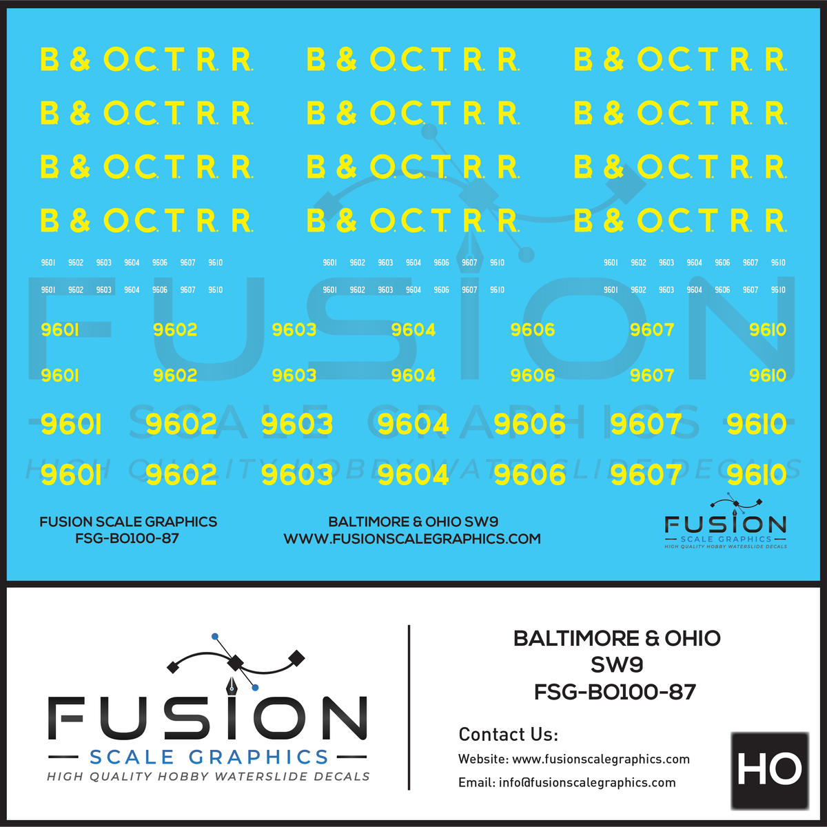 HO Scale Baltimore & Ohio EMD SW9 Locomotives Decal Set – Fusion Scale ...
