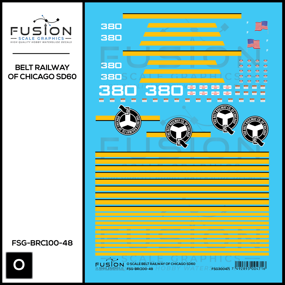 O Scale Belt Railway of Chicago SD60 380 Locomotive Decal Set – Fusion ...