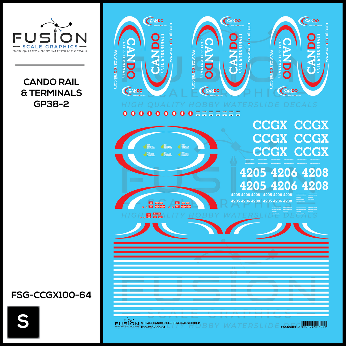 S Scale Cando Rail and Terminals EMD GP38-2 Locomotives Decal Set ...