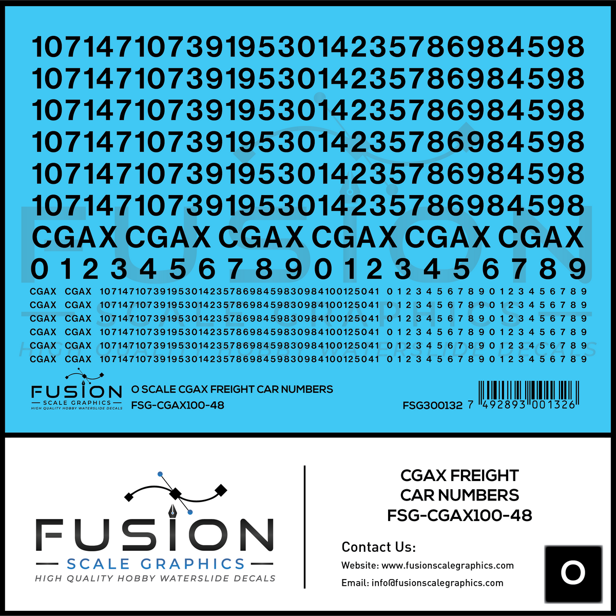 O Scale CGAX Freight Car Numbering Decal Set – Fusion Scale Graphics