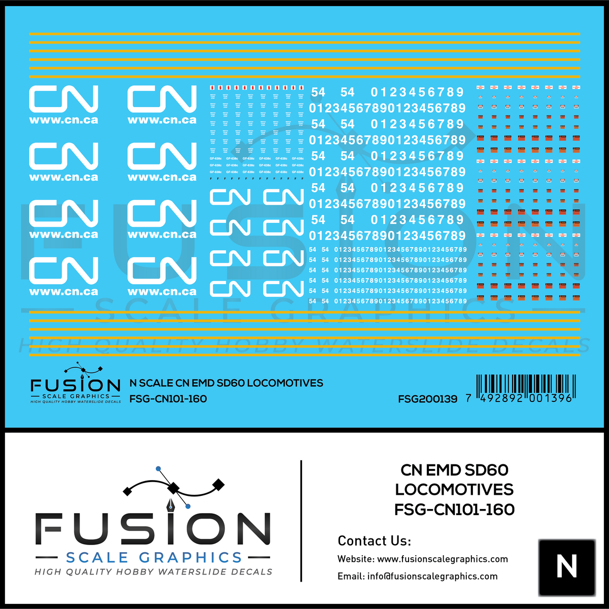 N Scale Canadian National EMD SD60 Locomotives Decal Set – Fusion Scale ...