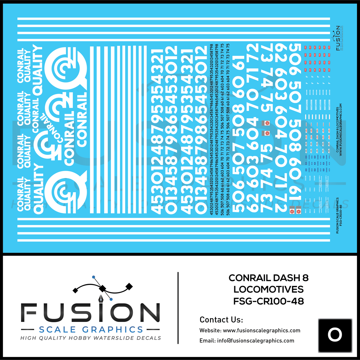 O Scale Conrail GE Dash 8 Locomotives Decal Set – Fusion Scale Graphics