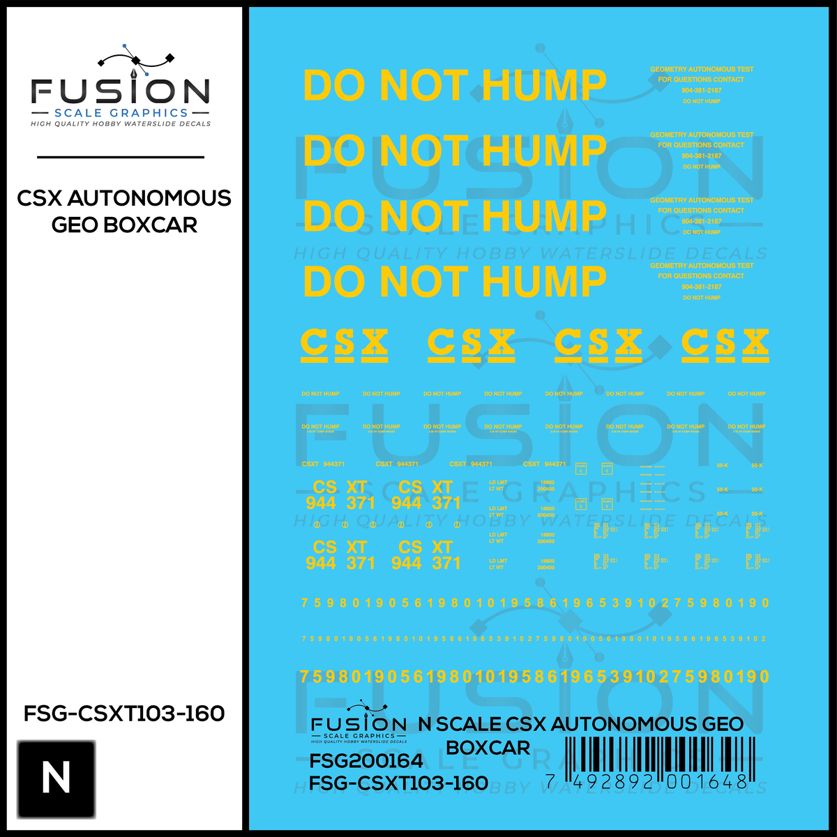 N Scale CSXT Autonomous Geometry Test Car Boxcar Decal Set – Fusion ...