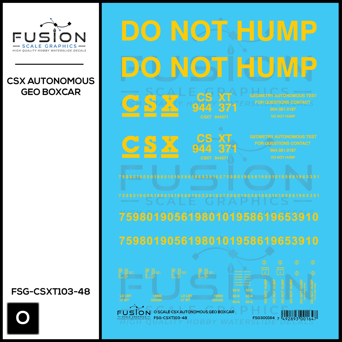 O Scale CSXT Autonomous Geometry Test Car Boxcar Decal Set – Fusion ...