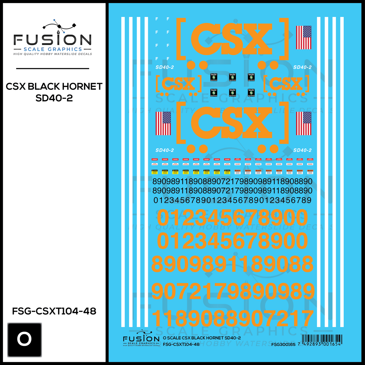 O Scale CSX Black Hornet SD40-2 Locomotive Decal Set – Fusion Scale ...