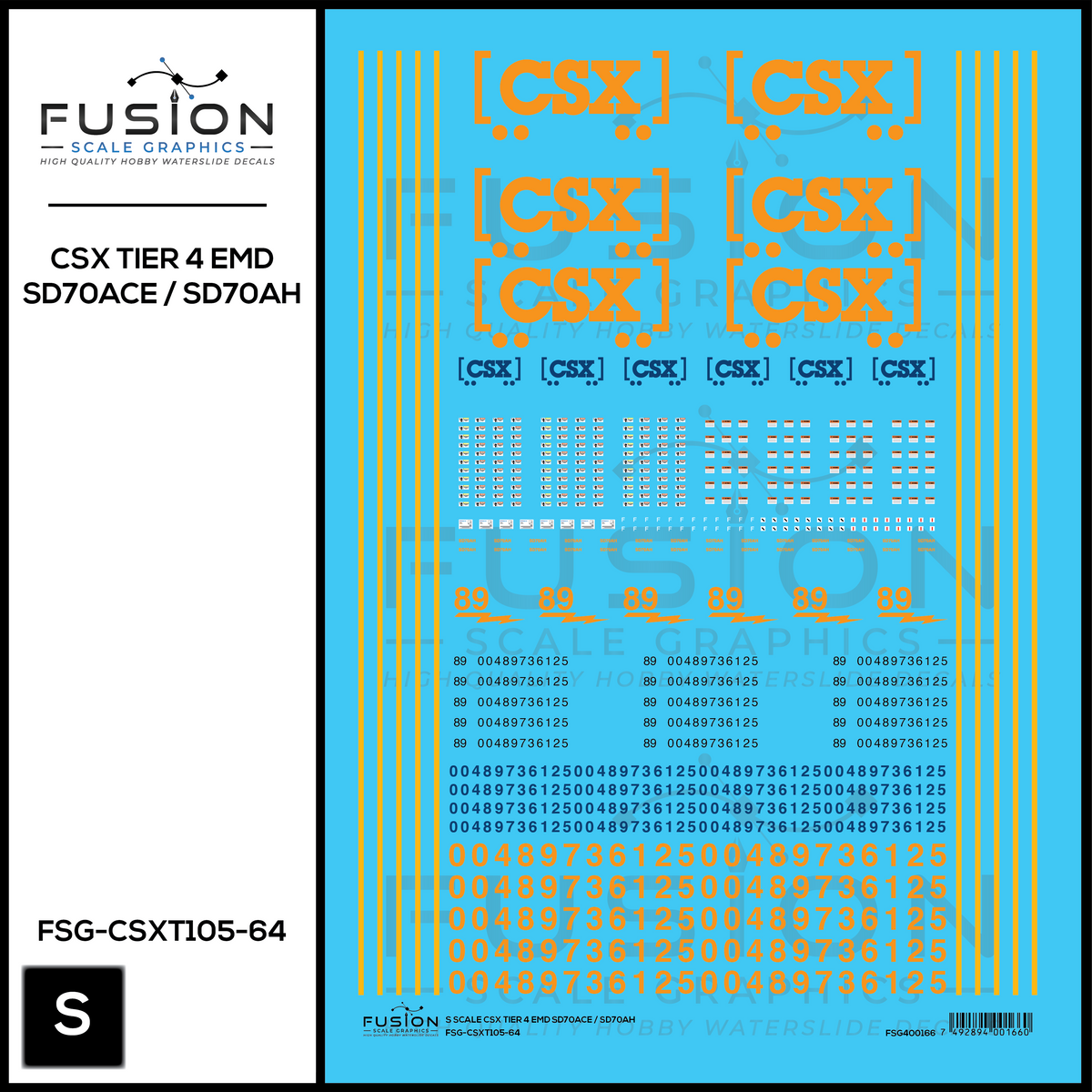 S Scale CSX EMD T4 SD70ACE SD70AH Locomotive Decal Set – Fusion Scale ...