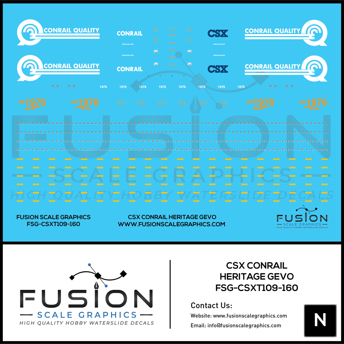 N Scale CSX Conrail Heritage GEVO Locomotive Decal Set – Fusion Scale ...