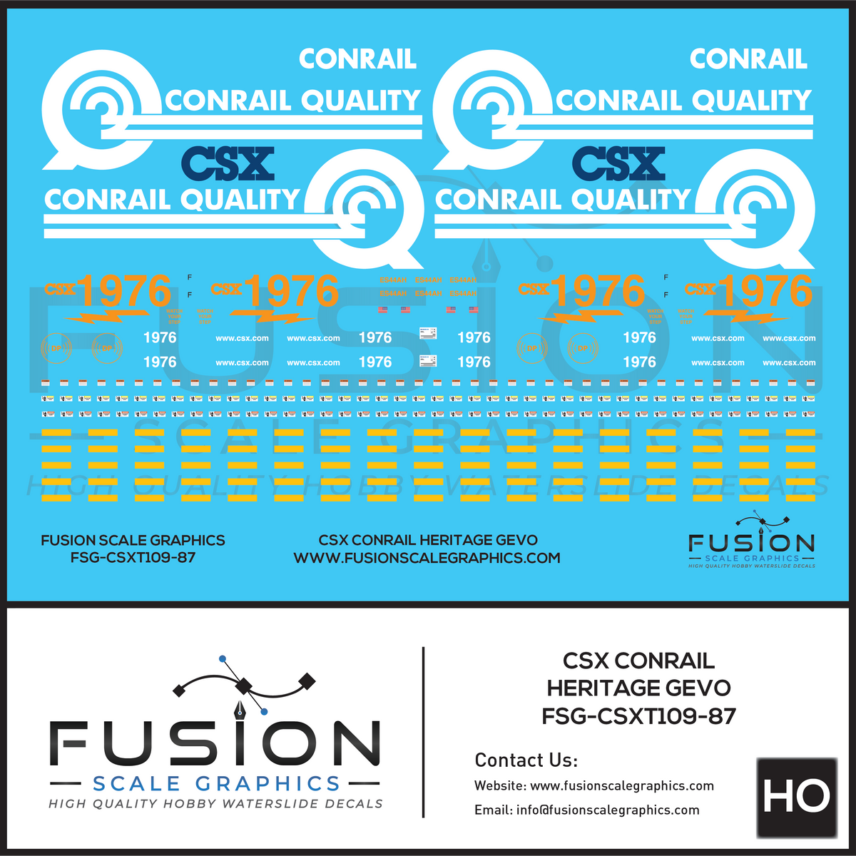HO Scale CSX Conrail Heritage GEVO Locomotive Decal Set – Fusion Scale ...
