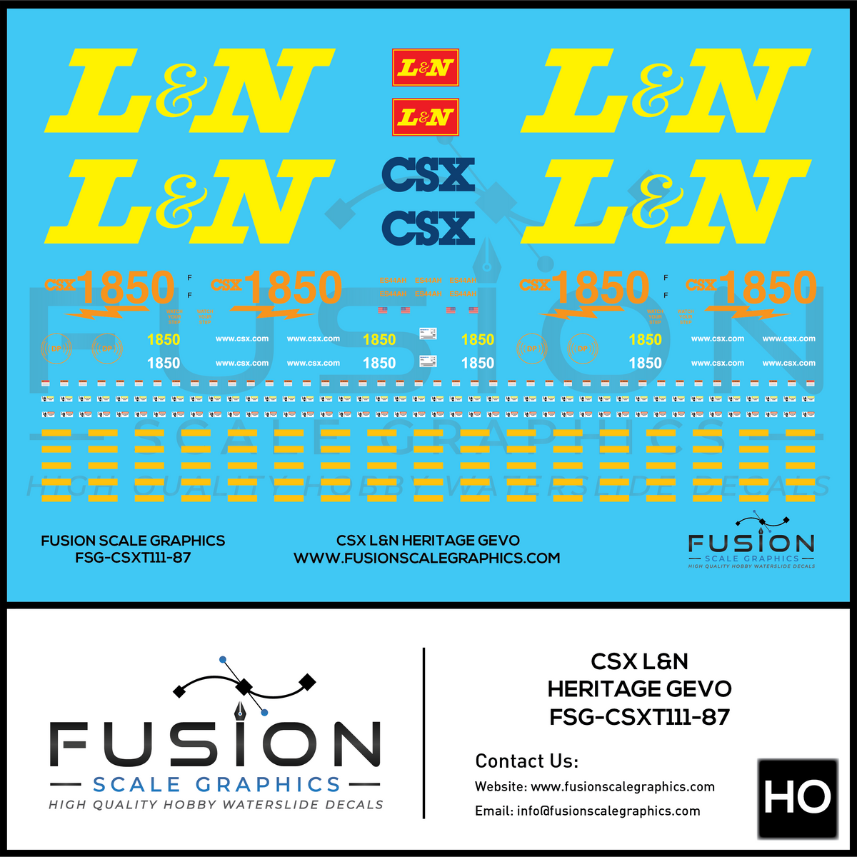 HO Scale CSX 1850 L&N Heritage ES44AH Locomotive Decal Set – Fusion ...