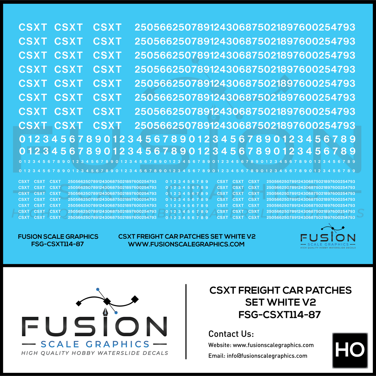 HO Scale CSX CSXT Freight Car Patches Set V2 White – Fusion Scale Graphics