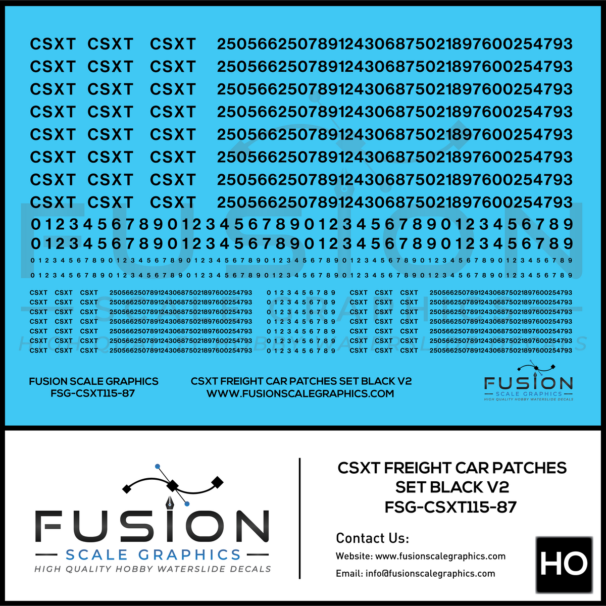 HO Scale CSX CSXT Freight Car Patches Set V2 Black – Fusion Scale Graphics