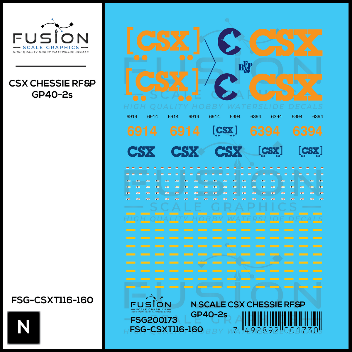 N Scale CSX Chessie and RF&P GP40-2 "Heritage" Locomotives Decal Set ...