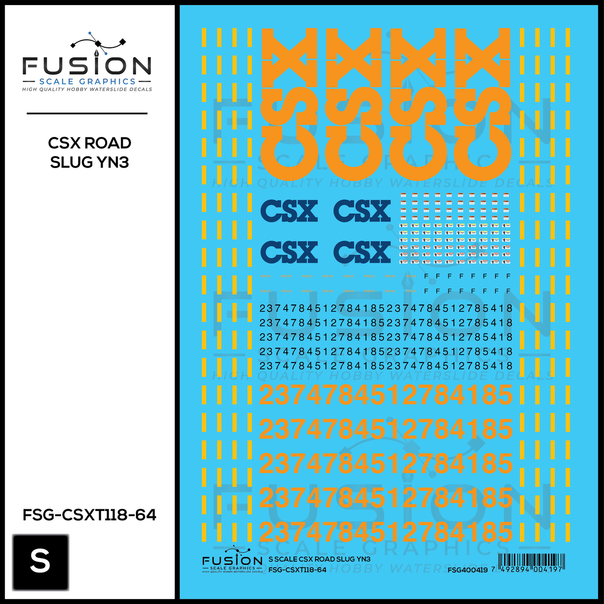 S Scale CSX Road Slug YN3 Decal Set – Fusion Scale Graphics