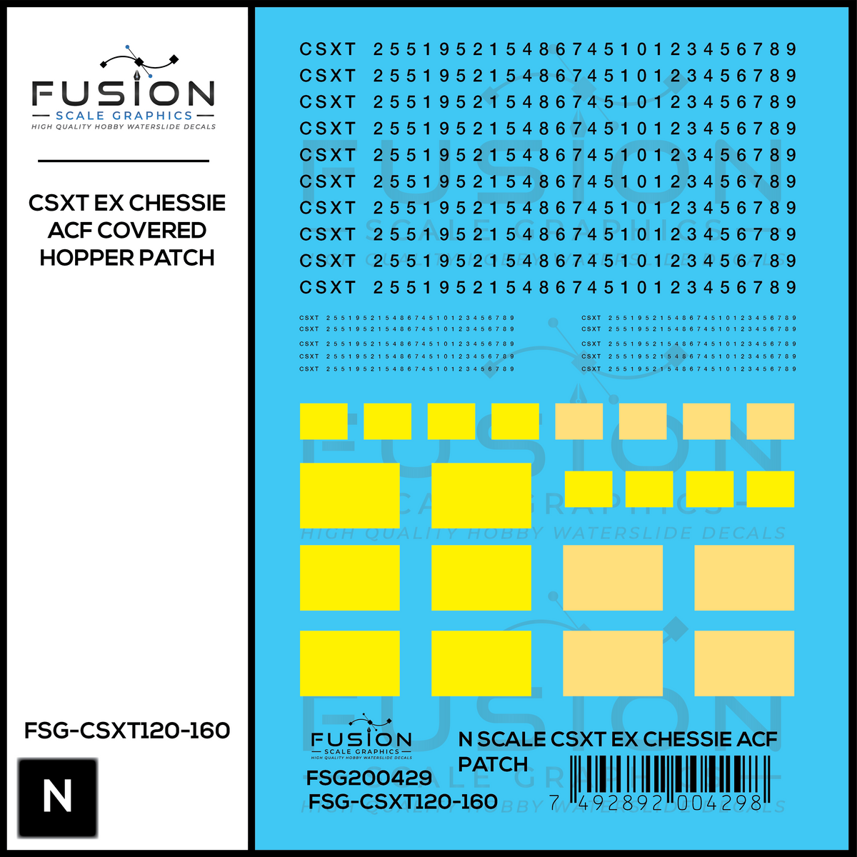 N Scale CSXT Ex Chessie ACF Covered Hopper Number Patching Decal Set ...