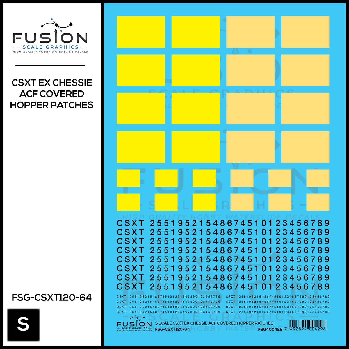 S Scale CSXT Ex Chessie ACF Covered Hopper Number Patching Decal Set ...