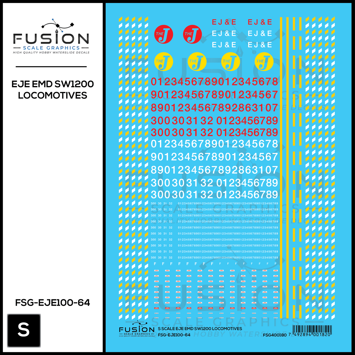 S Scale Elgin Joliet and Eastern EJE EMD SW1200 Locomotive Decal Set ...