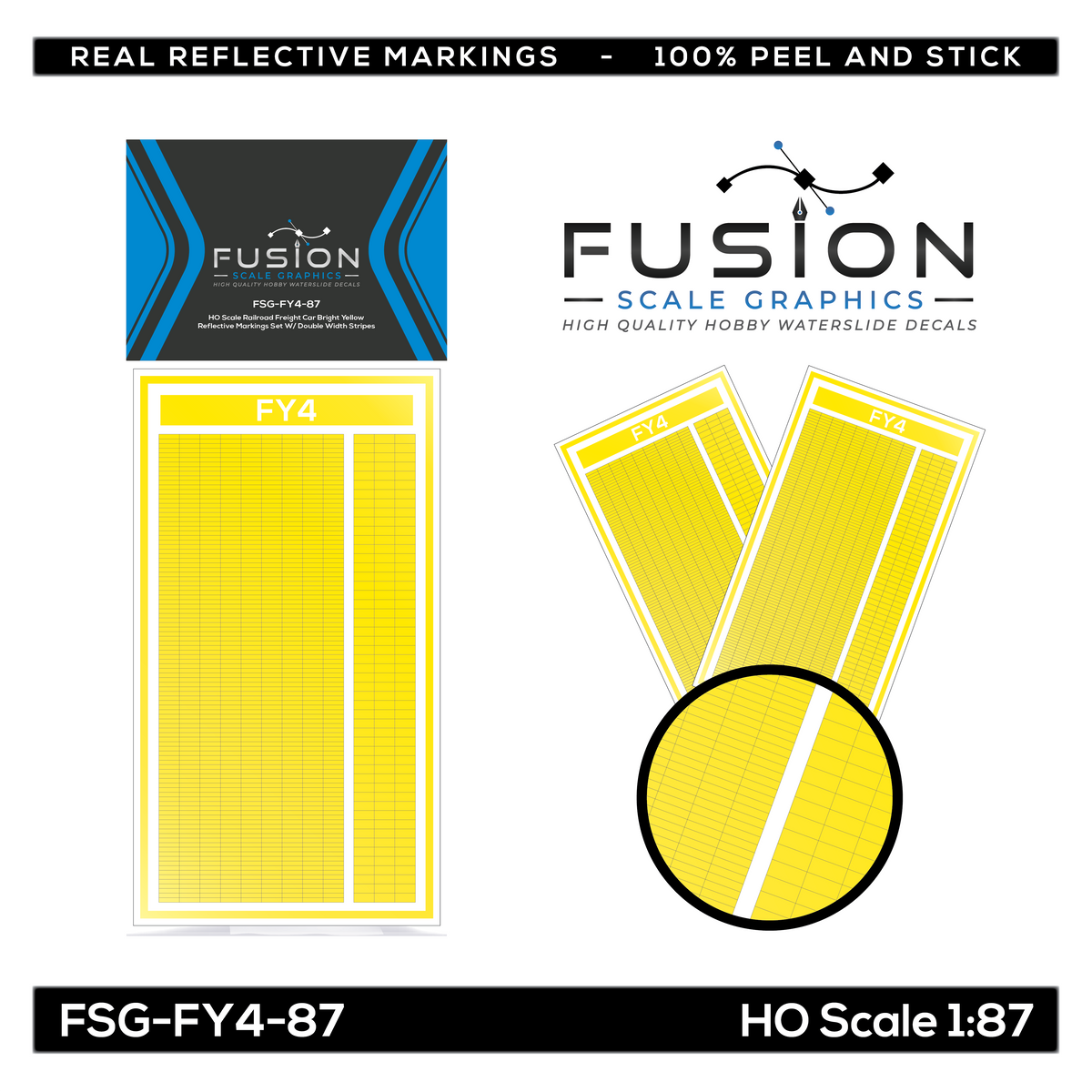 HO Scale Railroad Freight Car Bright Yellow Reflective Markings Set W ...