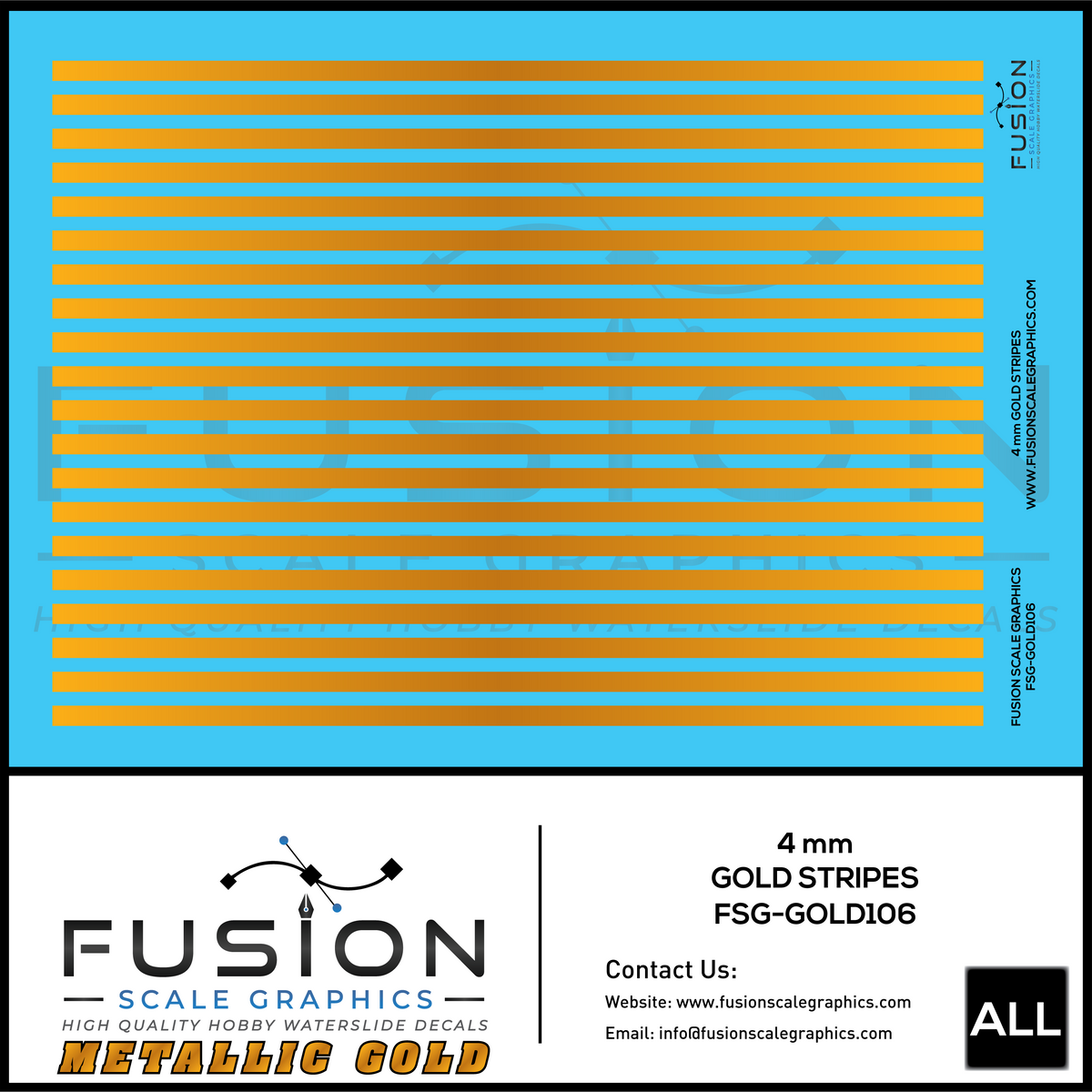 Metallic Gold Waterslide Decals: Gold Stripe Decal Set – Fusion Scale ...