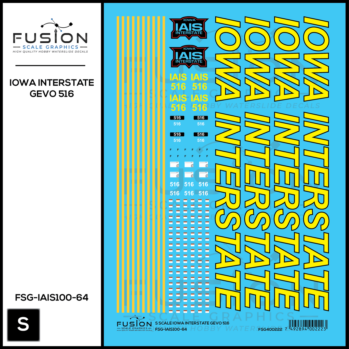 S Scale Iowa Interstate Railroad GEVO 516 Locomotive Decal Set – Fusion ...