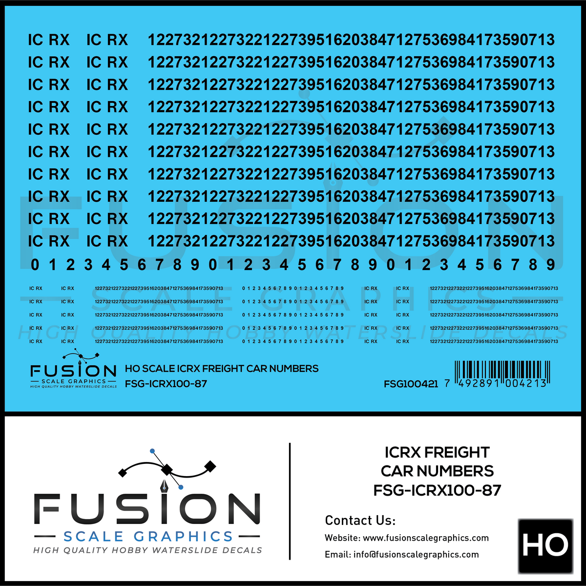 HO Scale ICRX Freight Car Numbers Decal Set – Fusion Scale Graphics
