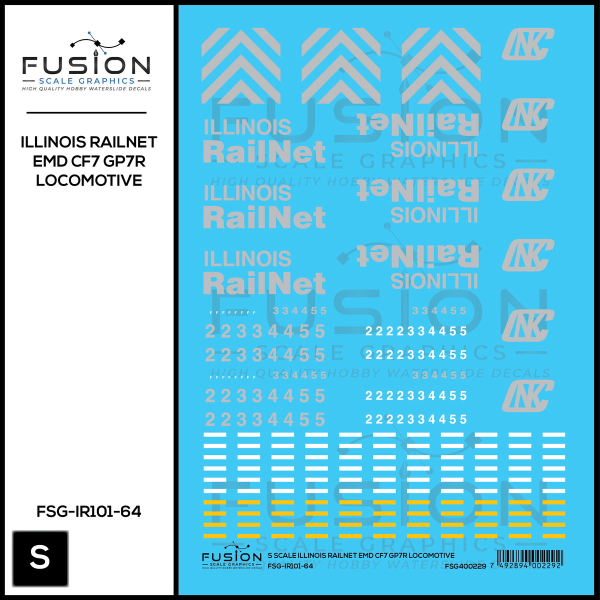 S Scale Illinois Railnet EMD CF7 GP7R Locomotive Decal Set – Fusion ...