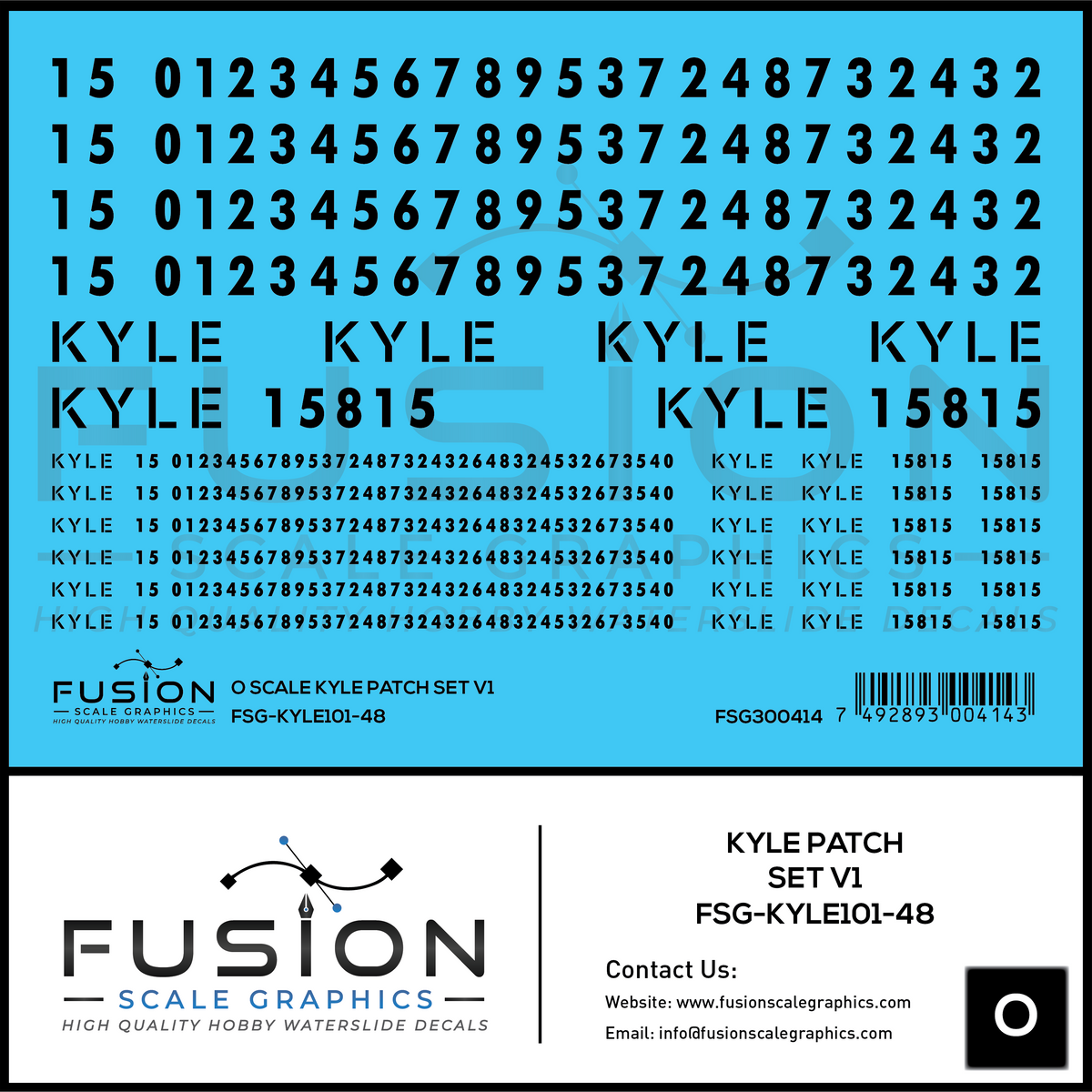 O Scale KYLE Patch Decal Set V1 – Fusion Scale Graphics