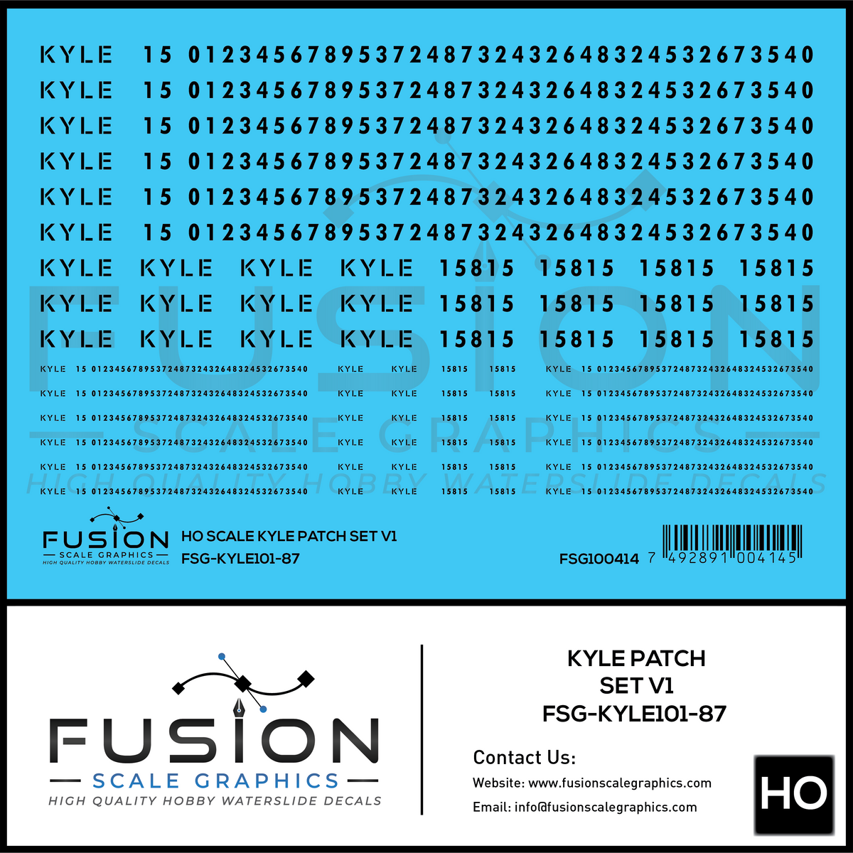 HO Scale KYLE Patch Set V1 Decal Set – Fusion Scale Graphics