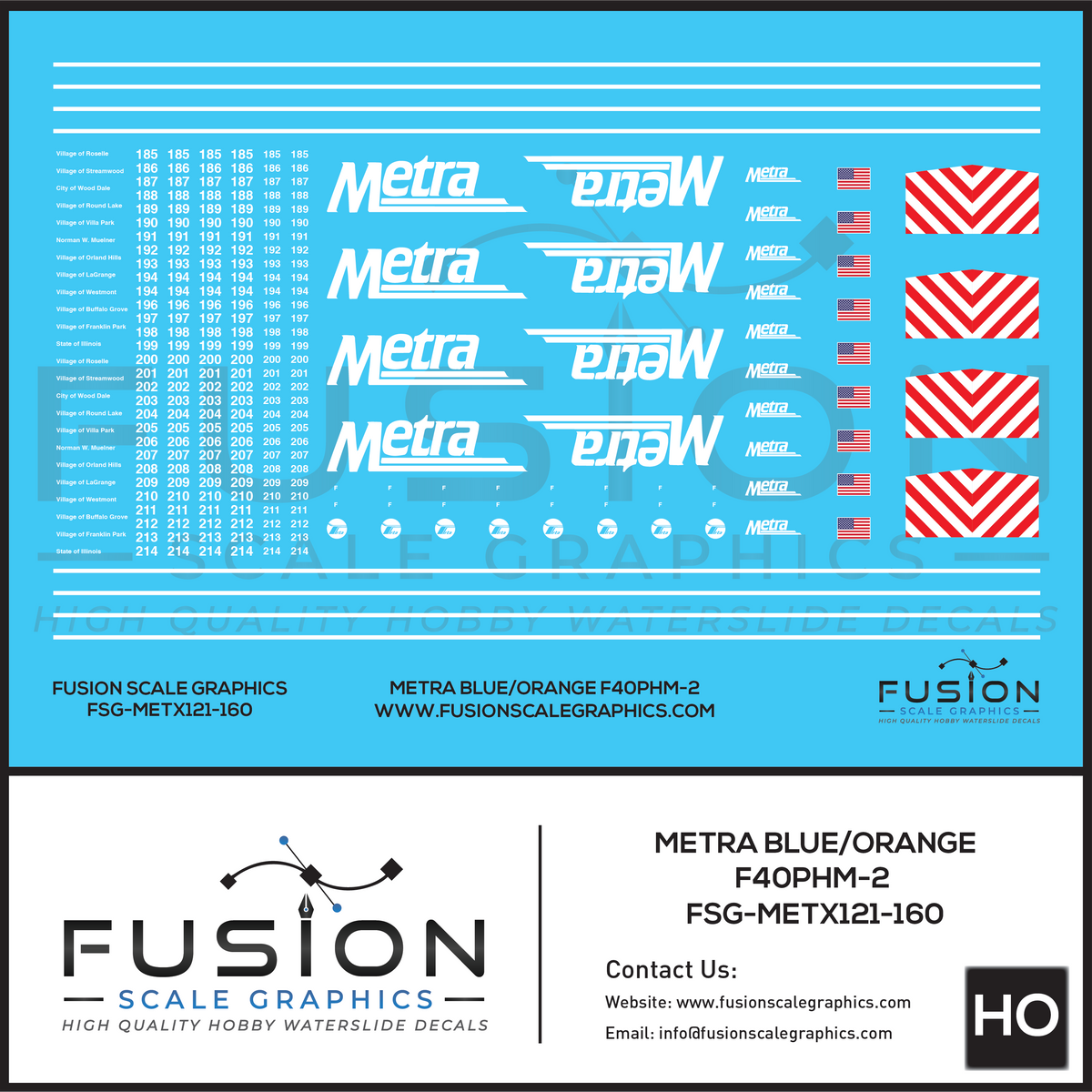 N Scale Metra EMD F40PHM-2 Blue Locomotives Decal Set – Fusion Scale ...