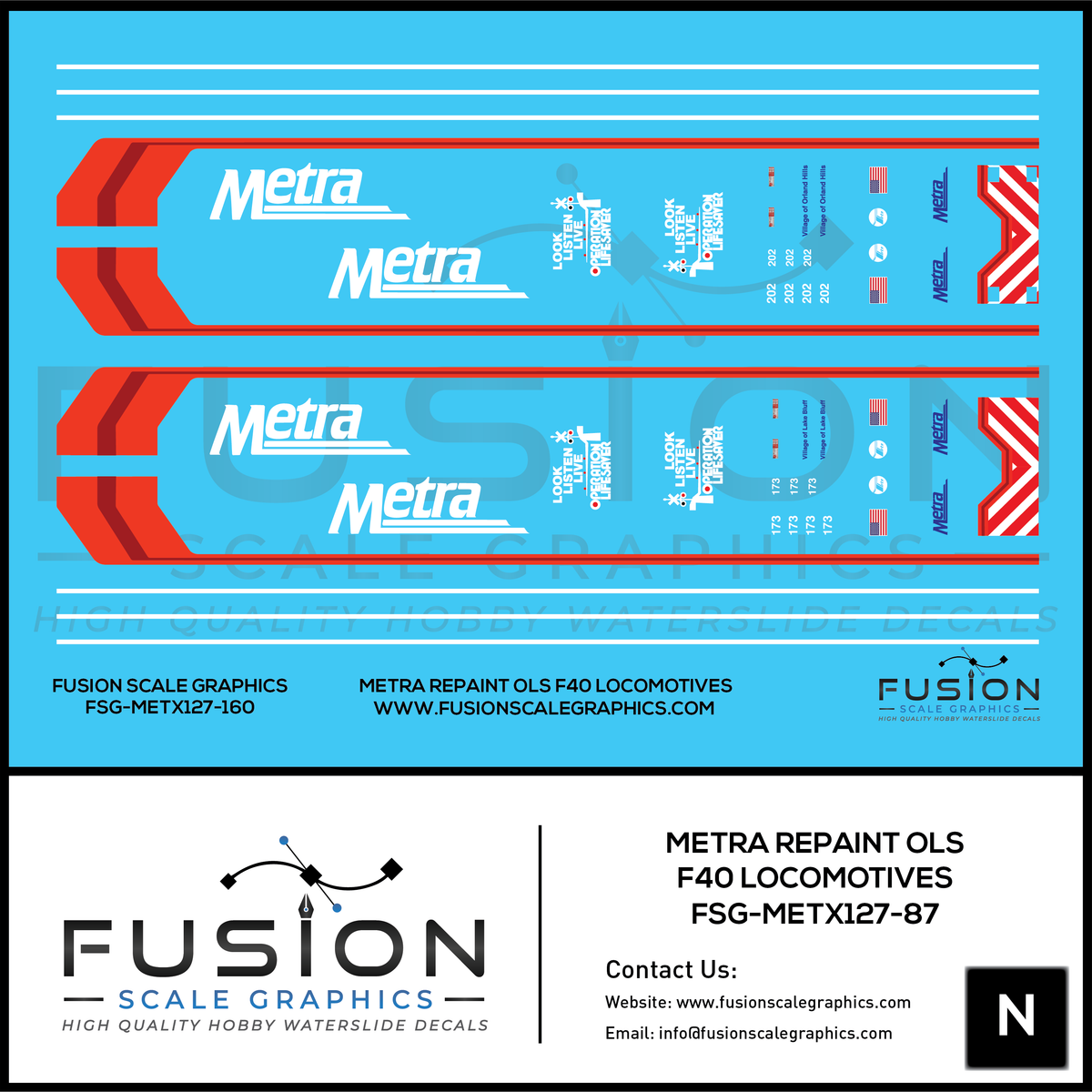 N Scale Metra Repaint Operation Lifesavor F40 Locomotives Decal Set ...