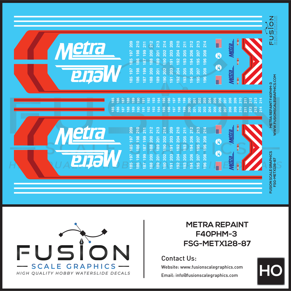 Metra HO Scale Repaint F40PHM-3 Locomotives Decal Set – Fusion Scale ...