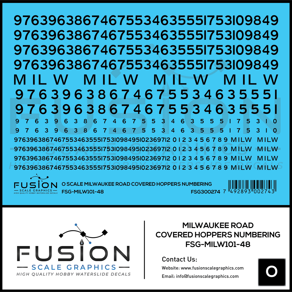 O Scale Milwaukee Road Covered Hoppers Numbering Decal Set – Fusion ...
